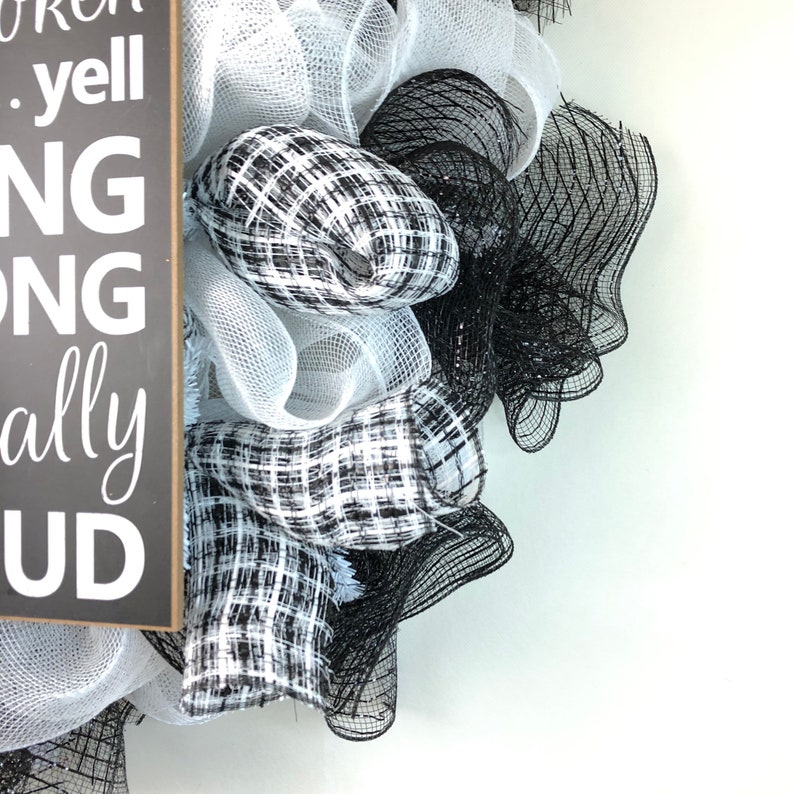 Black and White Mesh Wreath - Etsy