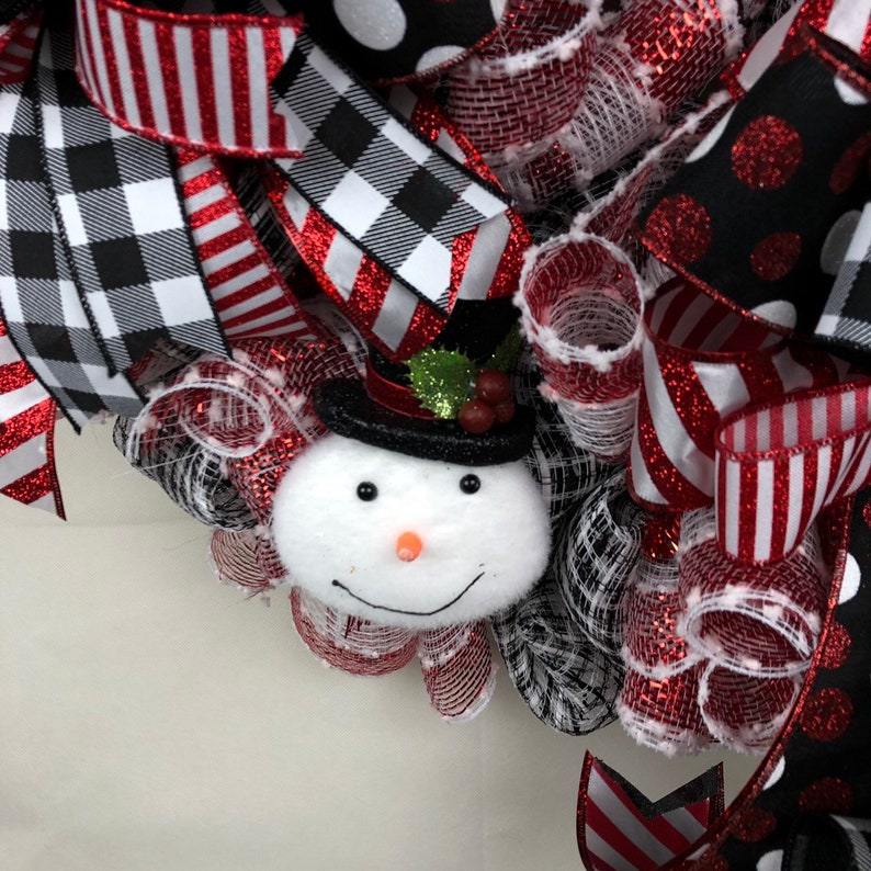 Buffalo Plaid Snowman Christmas Wreath | Etsy