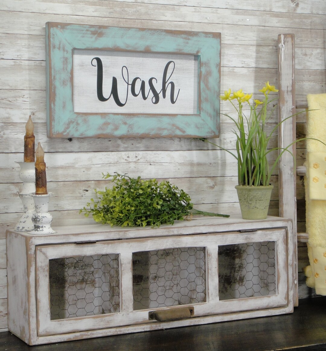 Wash Hand-made Farmhouse Bathroom Sign - Etsy