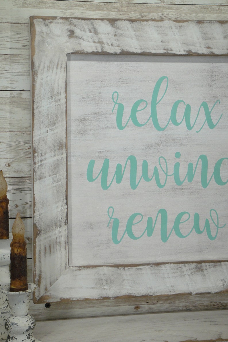 Relax Unwind Renew Farmhouse Bathroom Sign - Etsy