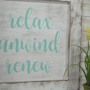 Relax Unwind Renew Farmhouse Bathroom Sign - Etsy