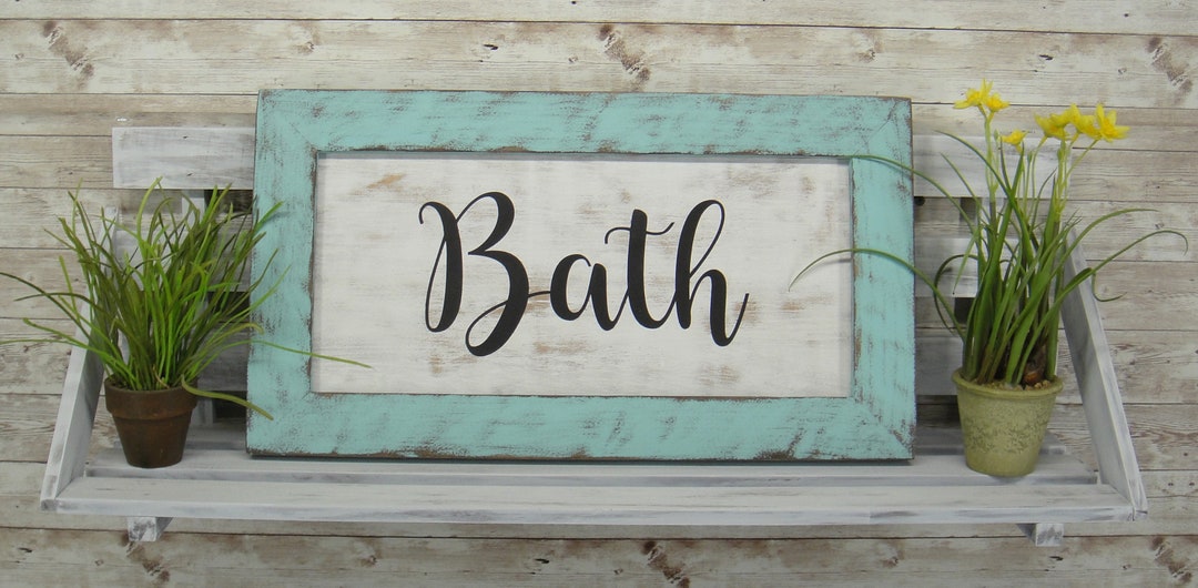 Bath Hand-made Farmhouse Bathroom Sign (medium Size) - Etsy