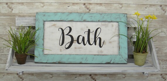 Bath Hand-made Farmhouse Bathroom Sign medium Size - Etsy
