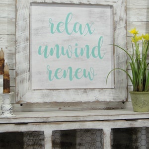 Relax Unwind Renew Farmhouse Bathroom Sign - Etsy