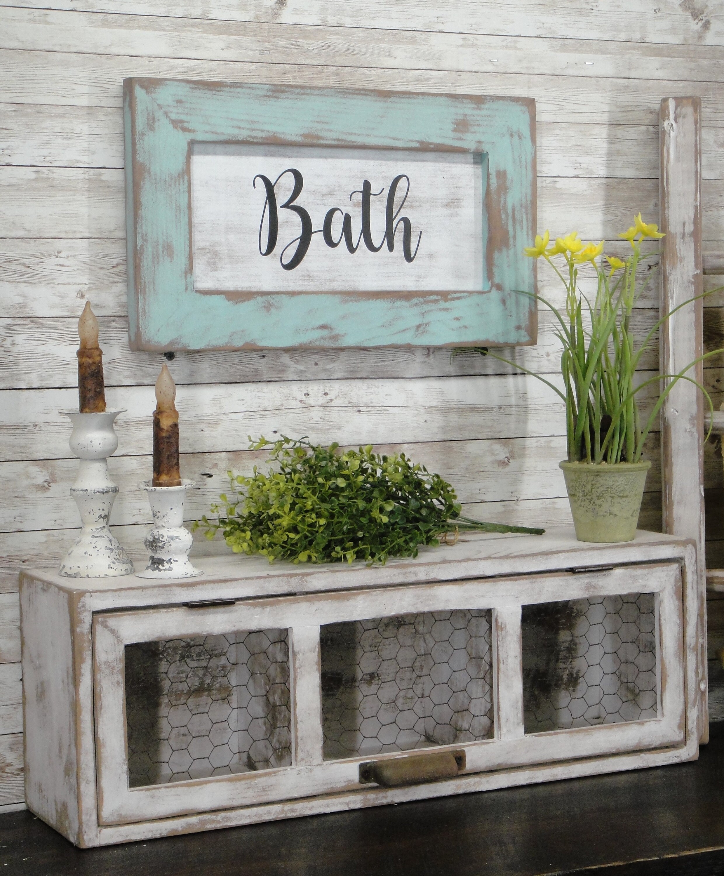 Bath Hand-made Farmhouse Bathroom Sign - Etsy