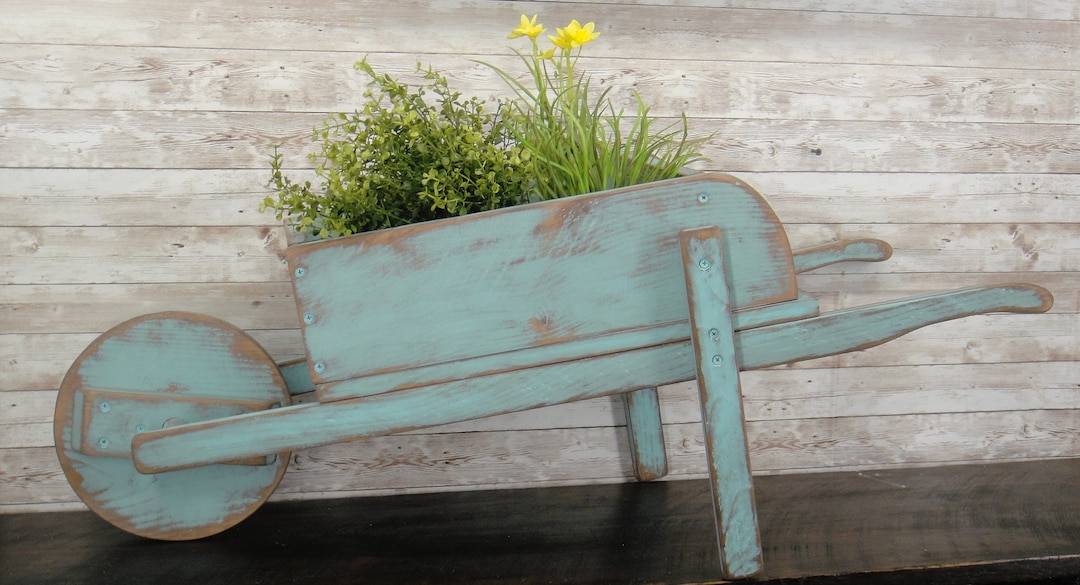 Rustic Decorative Wheelbarrow Planter - Etsy