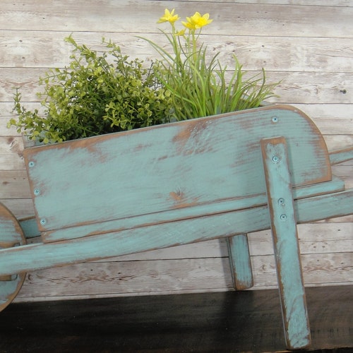 Rustic Decorative Wheelbarrow Planter - Etsy