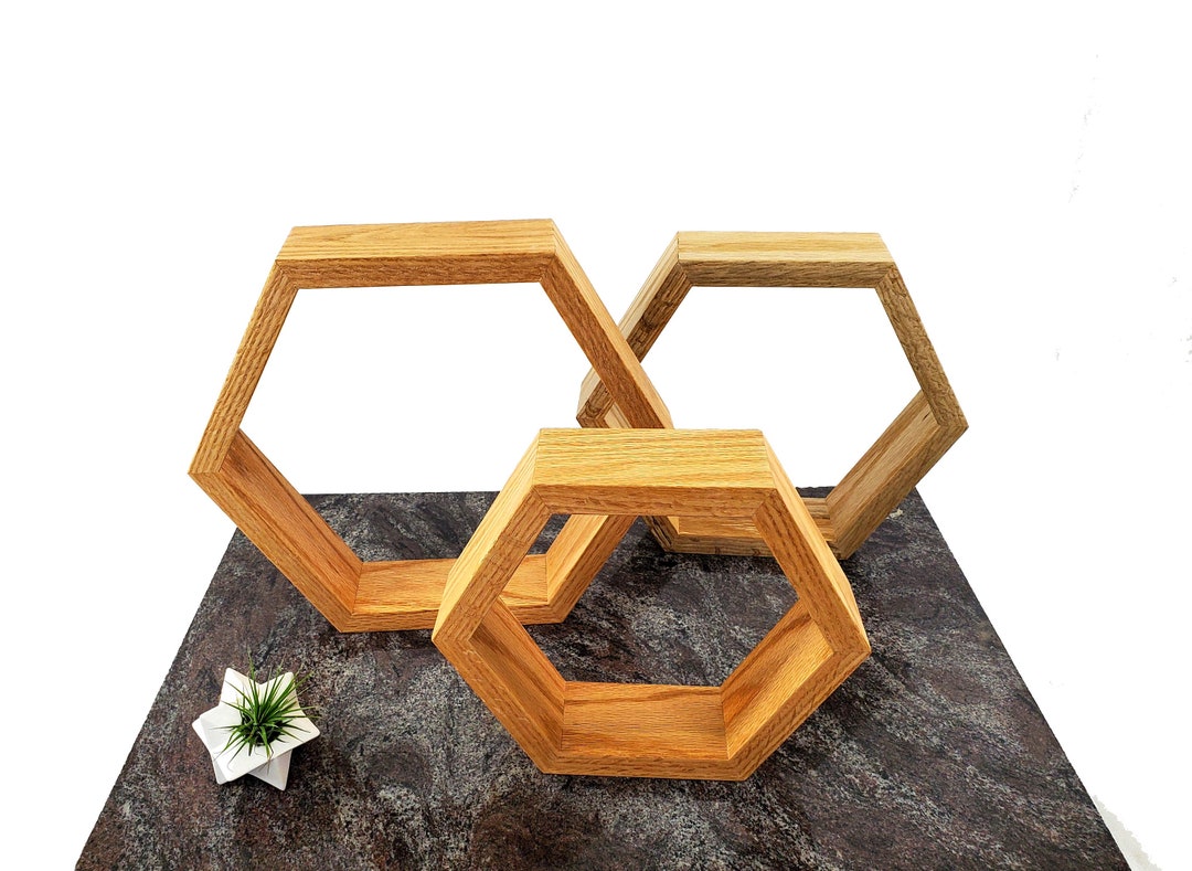 Set of 3 Hexagon Shadow Boxes Made From Oak - Etsy