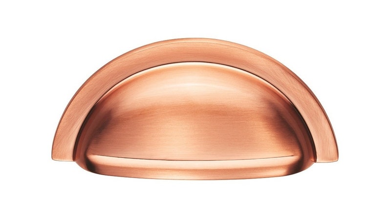 Satin Copper Drawer Cabinet Cup Handle, 76mm Fixing Centres, Cupboard ...