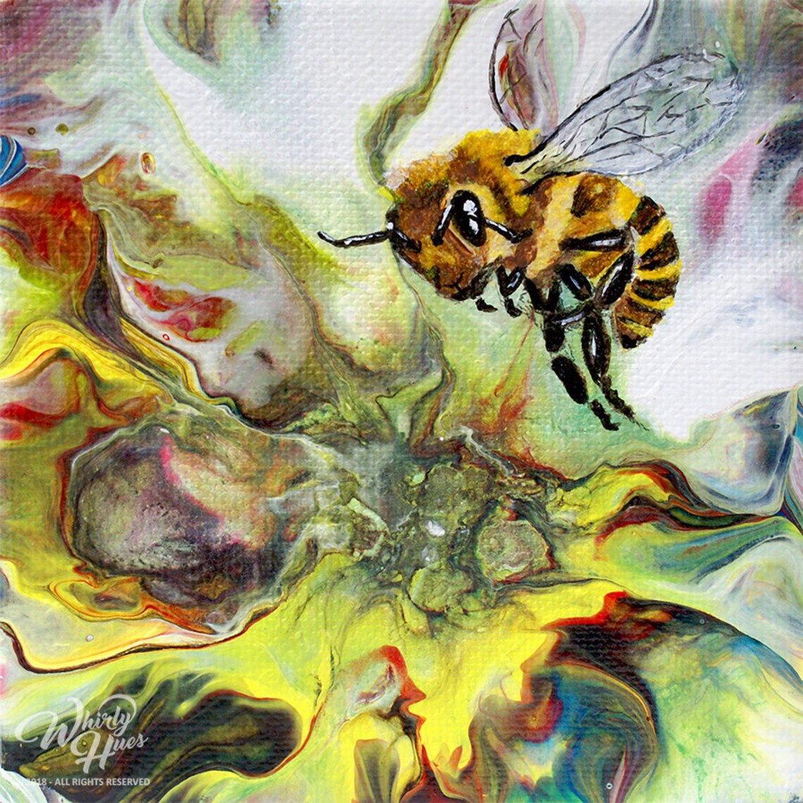 Abstract With Bee Painting Fine Art Prints Giclee Prints Wall Decor ...