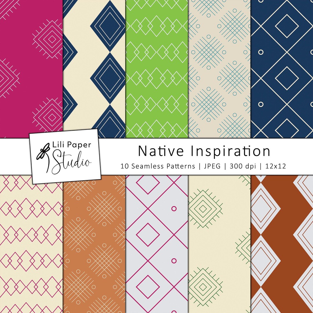 Native Inspiration Digital Papers | 10 Seamless Native Backgrounds ...