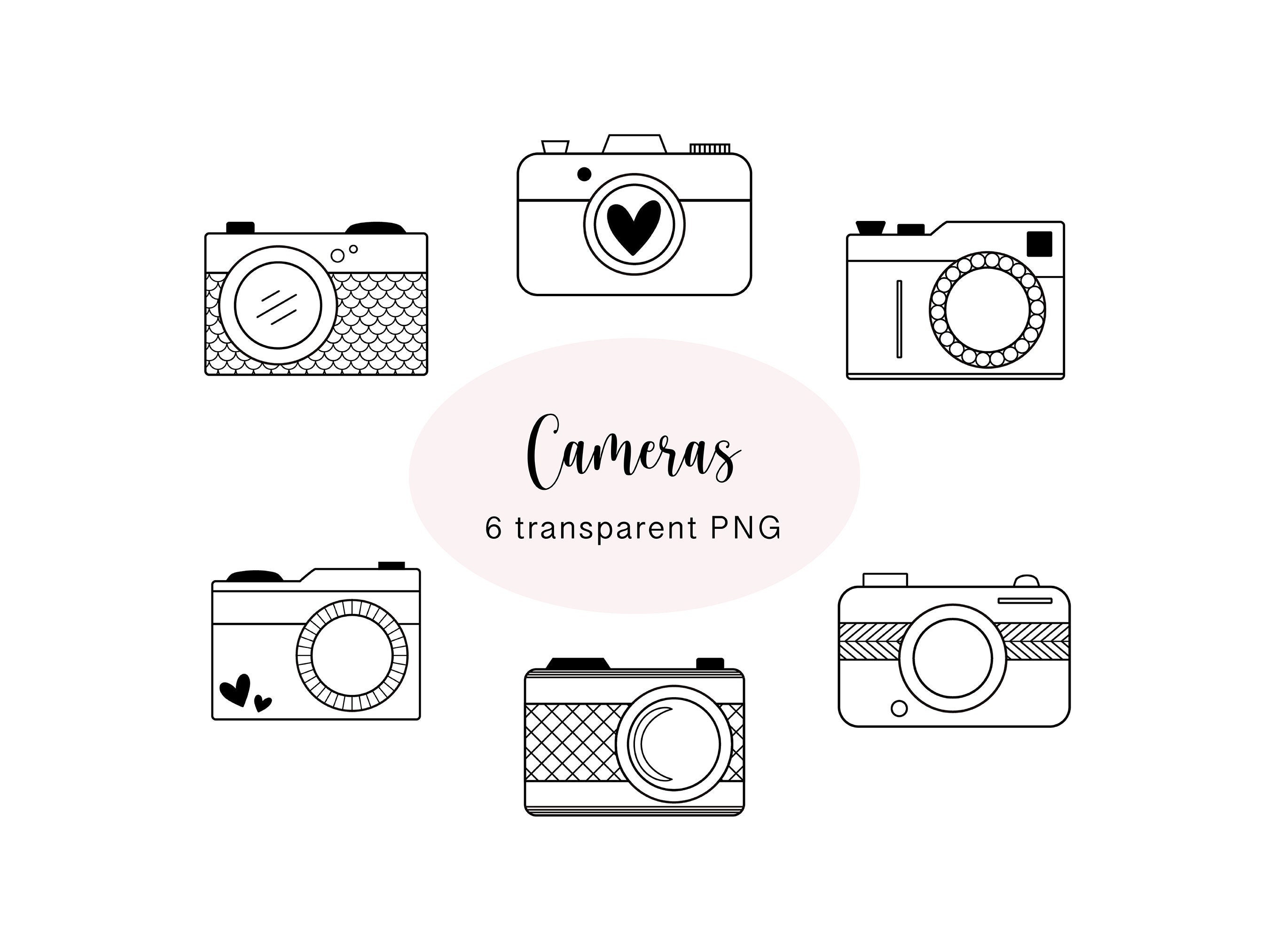 Cute Cameras Cliparts | 6 Transparent Cameras PNG Files | Vintage ...