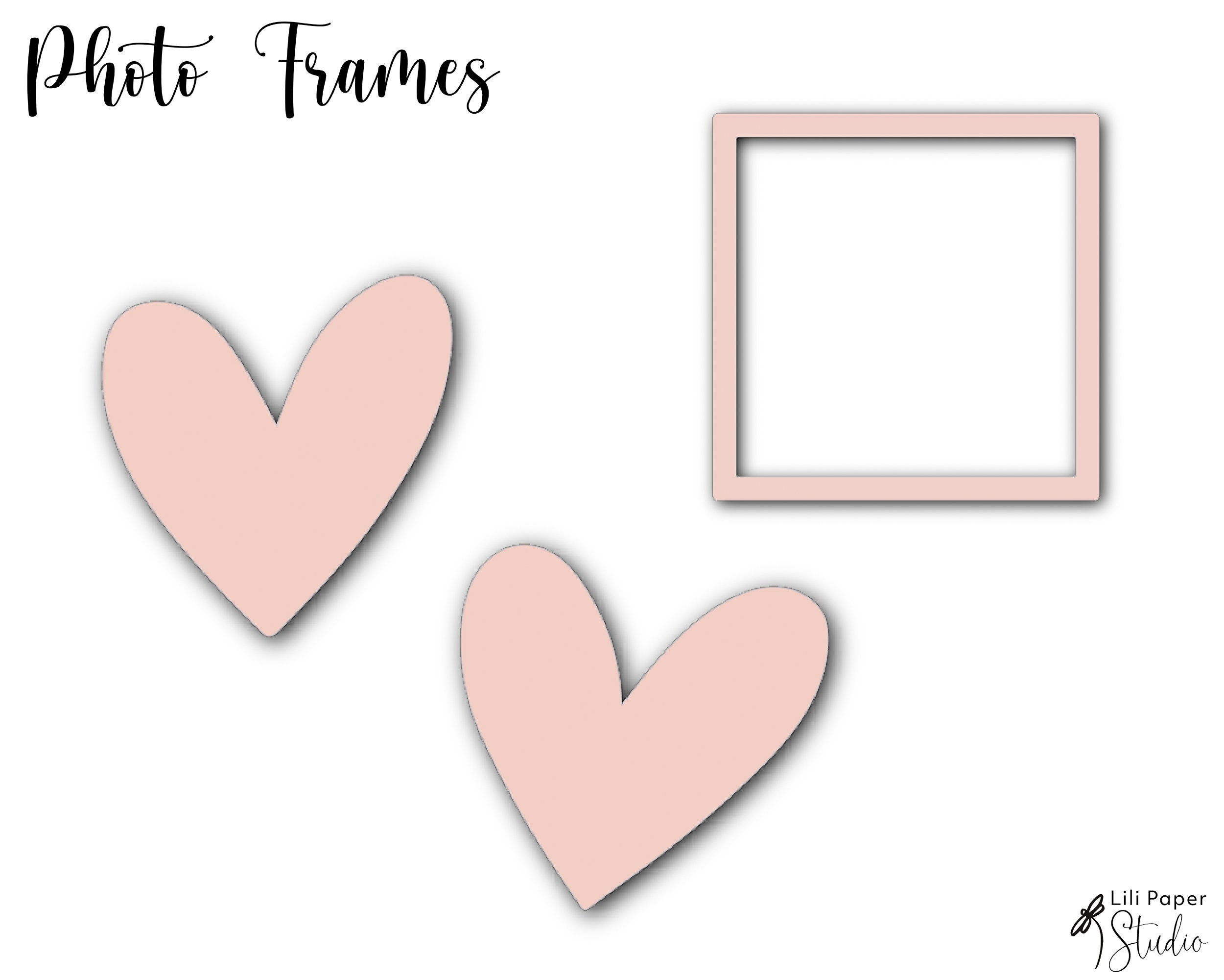 Pink Digital Photo Frames & Heart Shapes 6 Transparent PNG - Etsy