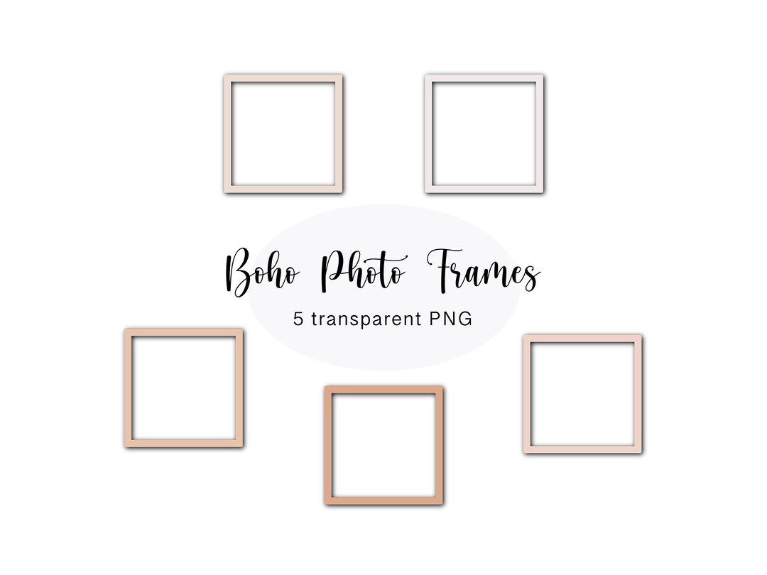 Boho Digital Picture Frames Cliparts | 5 Transparent PNG Files | Boho ...