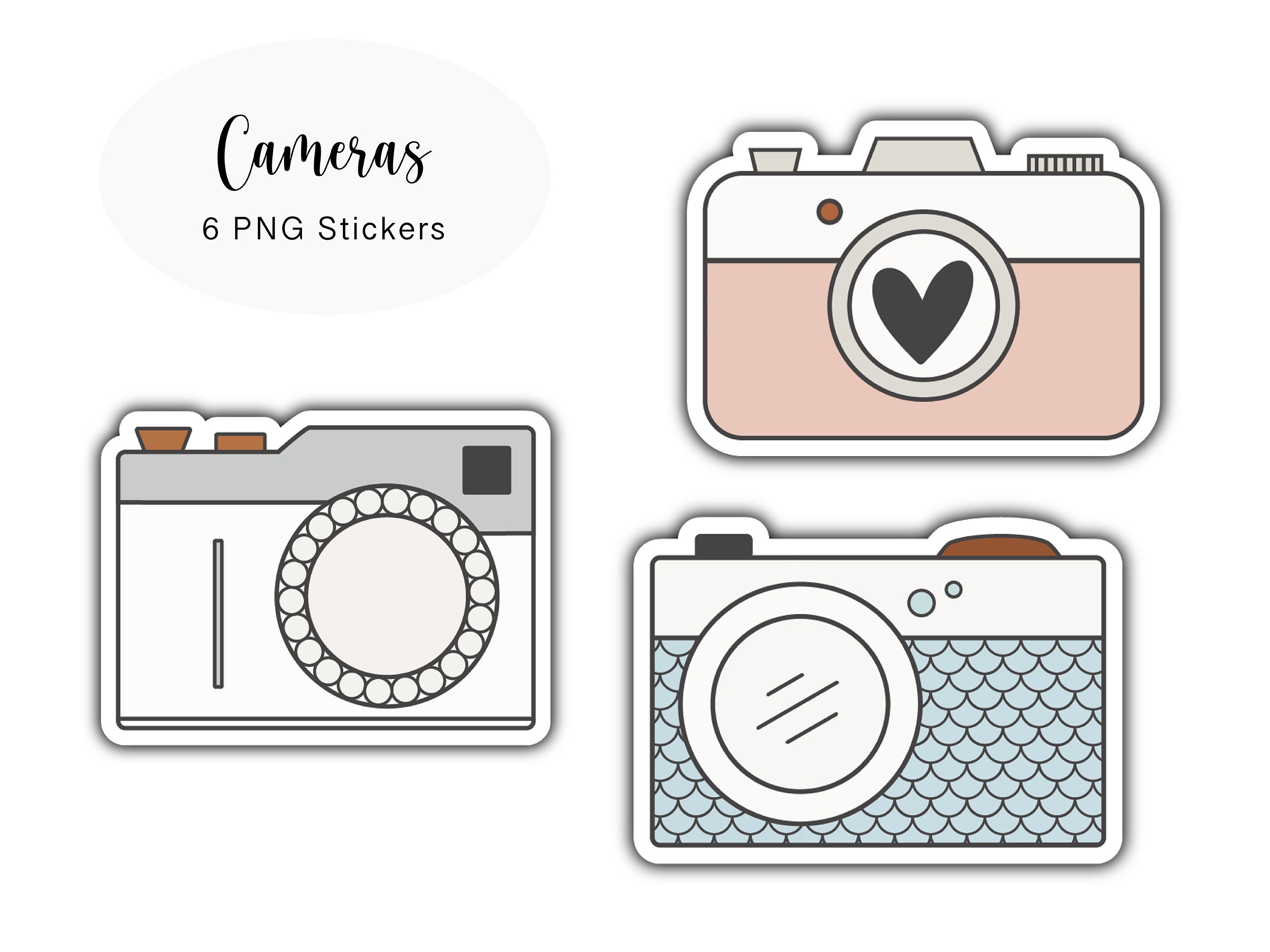 Cute Boho Cameras Cliparts | 6 Retro Cameras PNG Files | Vintage ...