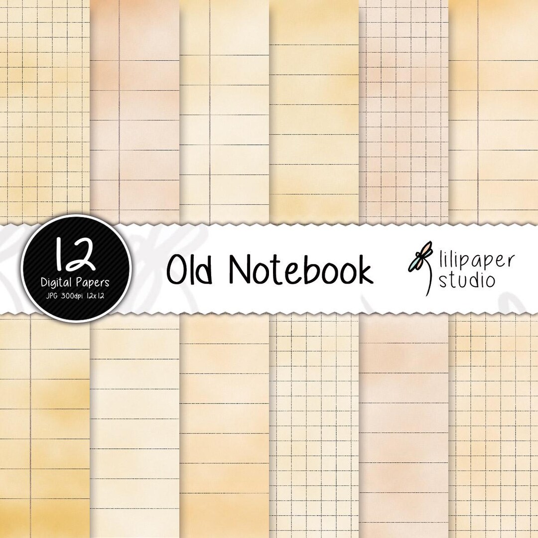 Digital Notebook Old Papers | 12 Old Notebook Pages Backgrounds ...