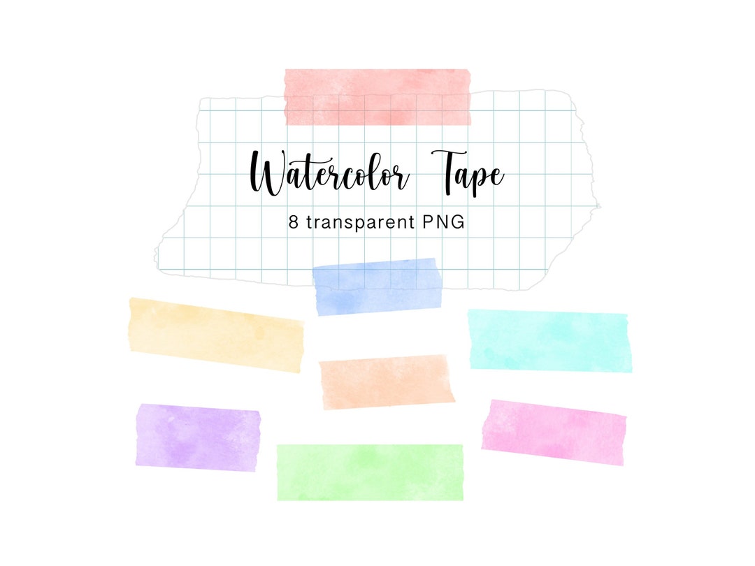 Watercolor Digital Washi Tape | Washi Tape PNG Files | Washi Tape ...