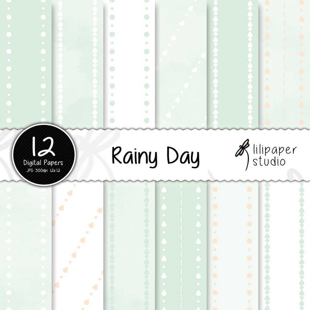 Rain Drops Digital Papers Mint Watercolor Rain Drops - Etsy