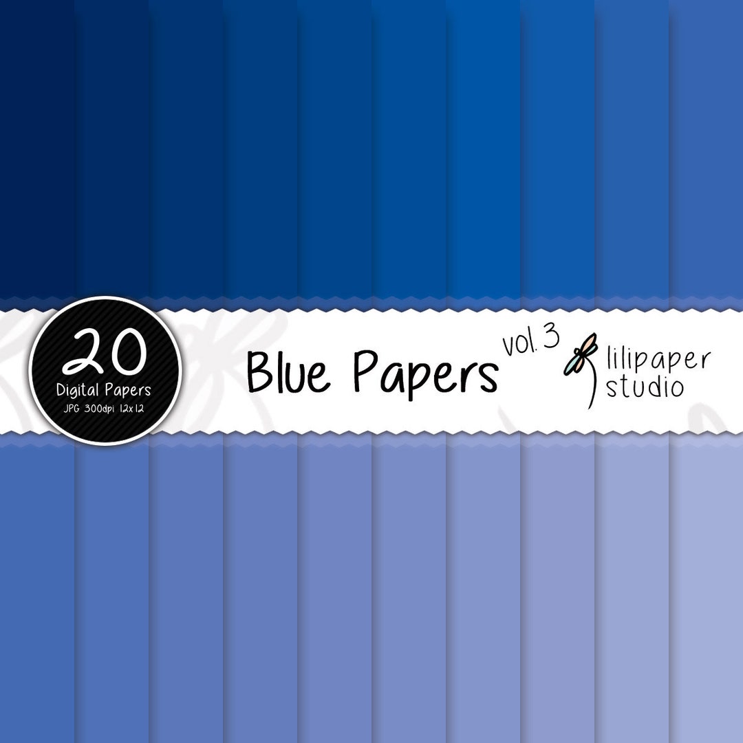 Solid Blue Digital Papers Shades of Dark Blue Scrapbook - Etsy