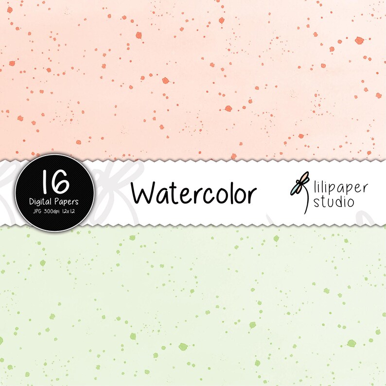 Pastel Watercolor Digital Paper: Splatter Backgrounds (12x12 JPEG Files ...
