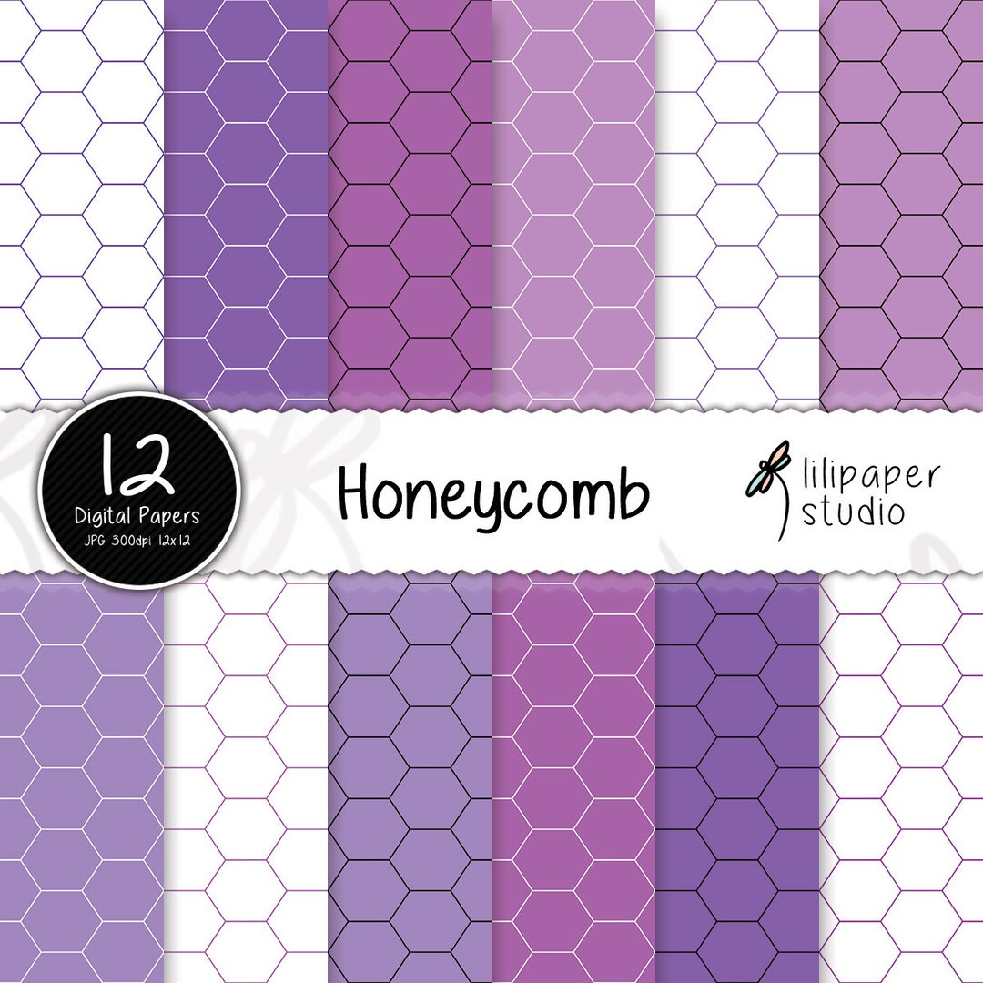 Purple Honeycomb Digital Papers Hexagonal Honeycomb Scrapbook - Etsy