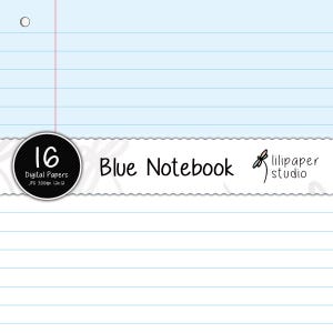 Digital Notebook Papers | 16 Blue Notebook Pages Backgrounds | Digital ...