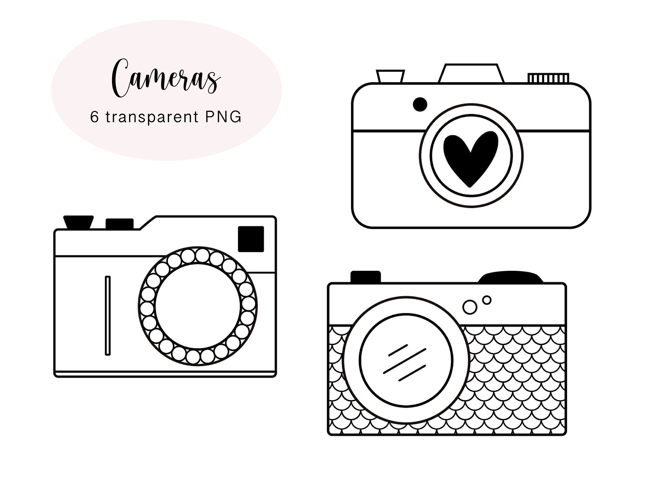 Cute Cameras Cliparts | 6 Transparent Cameras PNG Files | Vintage ...