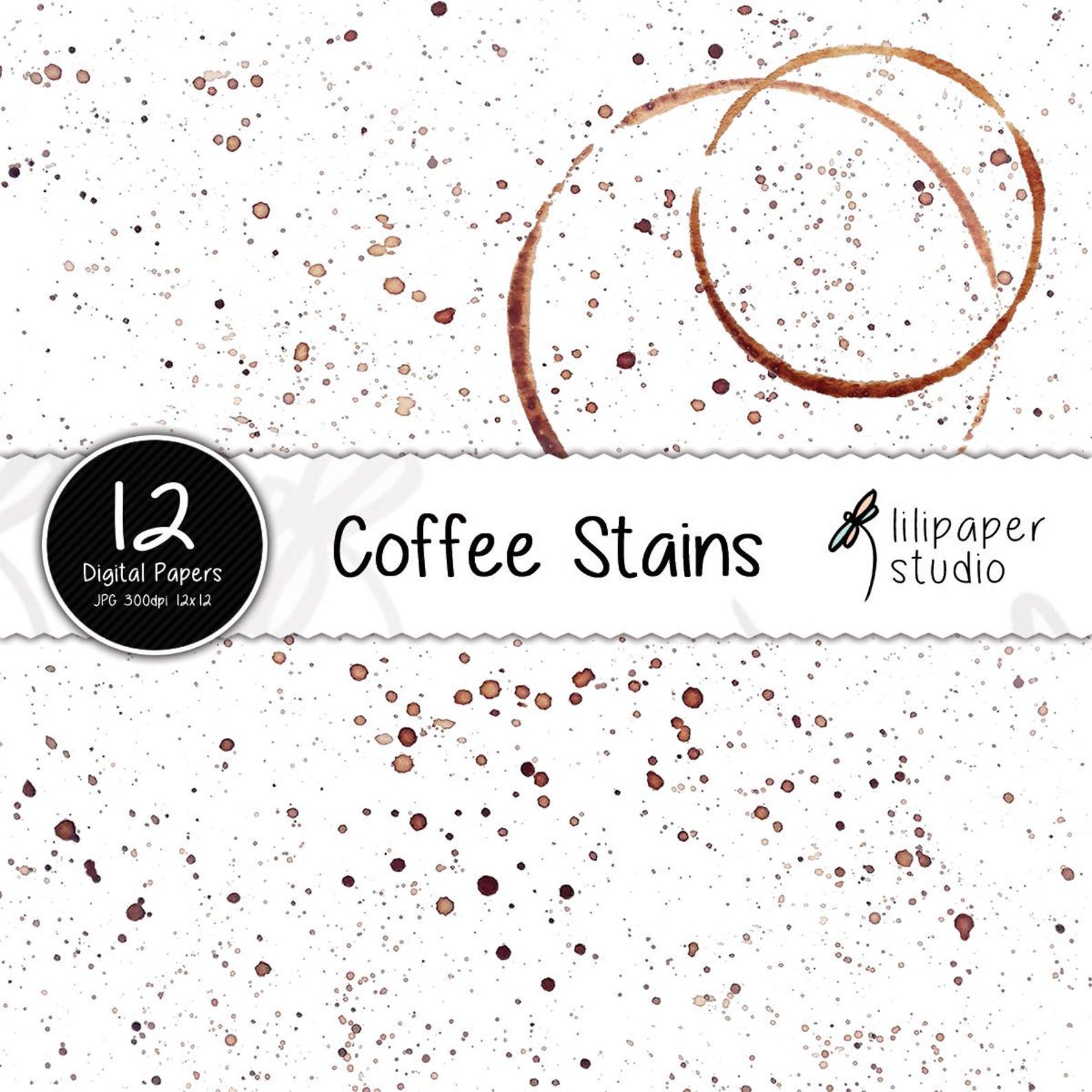 Coffee Stains Digital Papers: 12x12 Scrapbook Backgrounds (JPEG Files ...