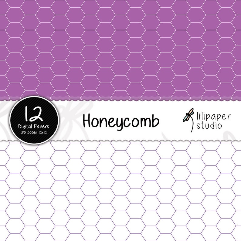 Purple Honeycomb Digital Papers Hexagonal Honeycomb Scrapbook - Etsy