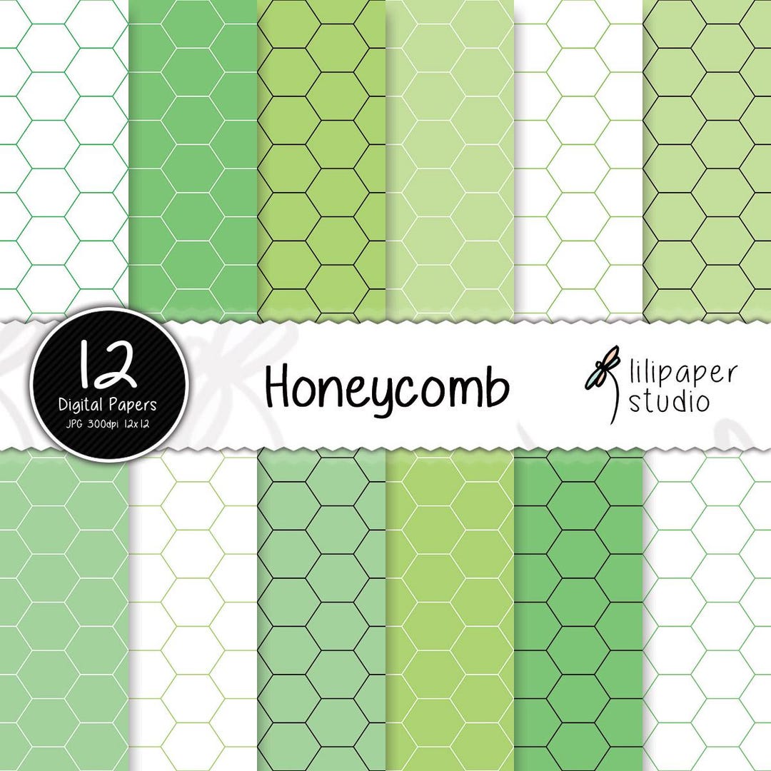 Green Honeycomb Digital Papers: 12x12 Scrapbook Backgrounds (JPEG Files ...