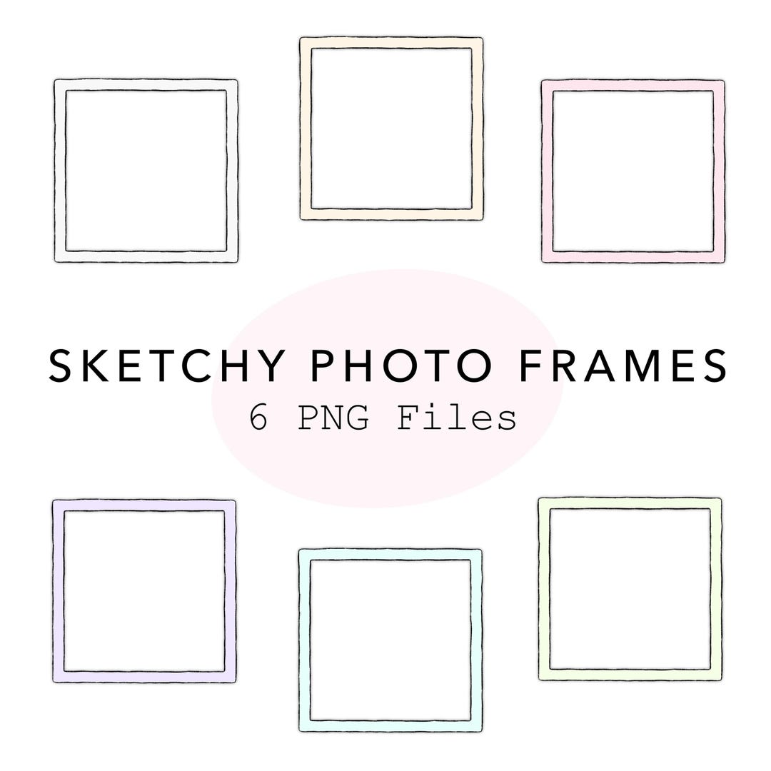 Pastel Sketchy Digital Photo Frames | 6 Picture Frames PNG Files | Hand ...