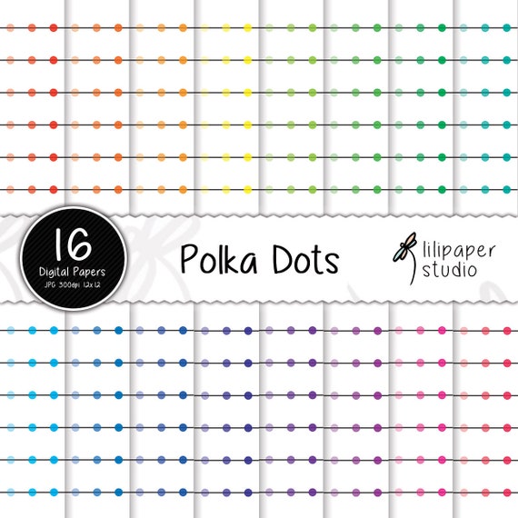 Polka Dot Strings Digital Papers Polka Dot Chains Scrapbook | Etsy