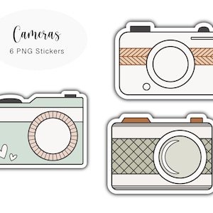 Cute Boho Cameras Cliparts | 6 Retro Cameras PNG Files | Vintage ...