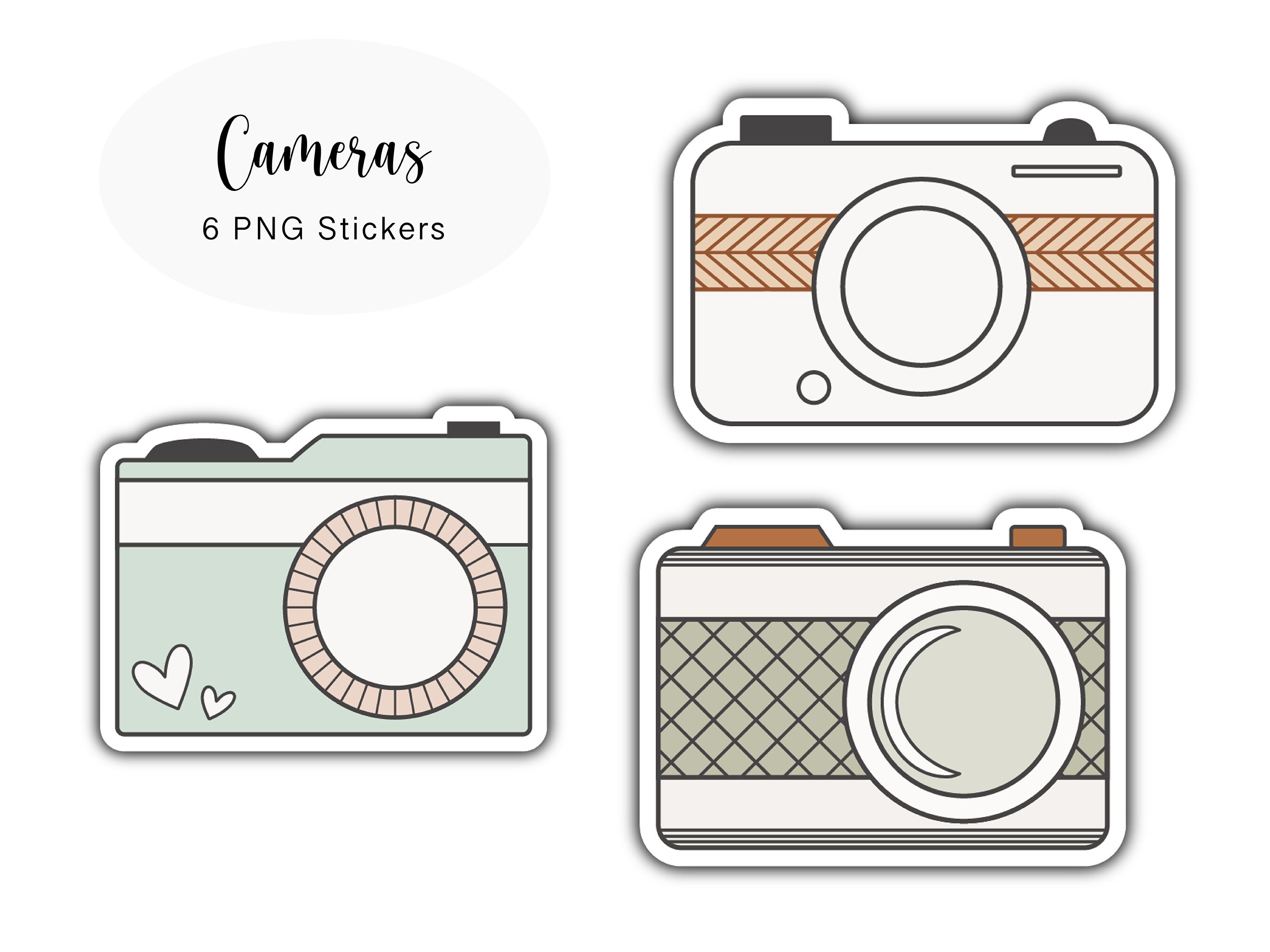 Cute Boho Cameras Cliparts | 6 Retro Cameras PNG Files | Vintage ...