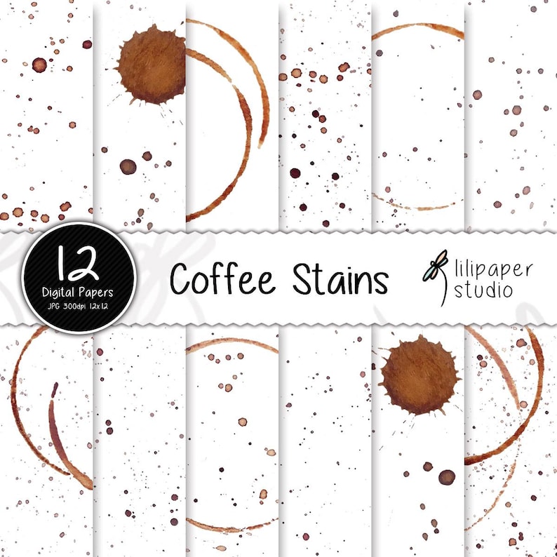 Coffee Stains Digital Papers | 12 Coffee Rings Backgrounds | Coffee ...