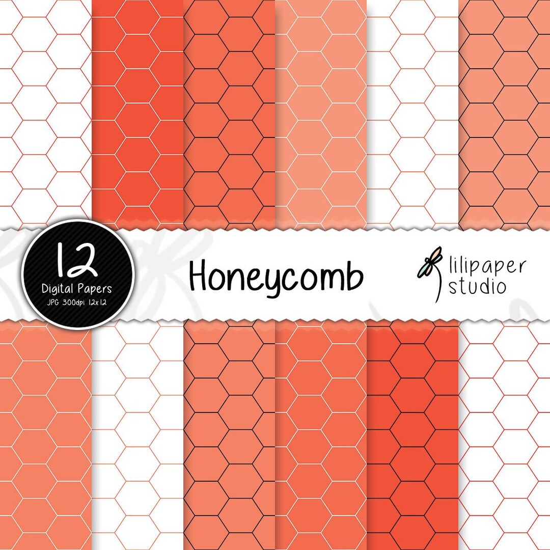 Red Honeycomb Digital Papers | 12 Seamless Honeycomb Backgrounds ...