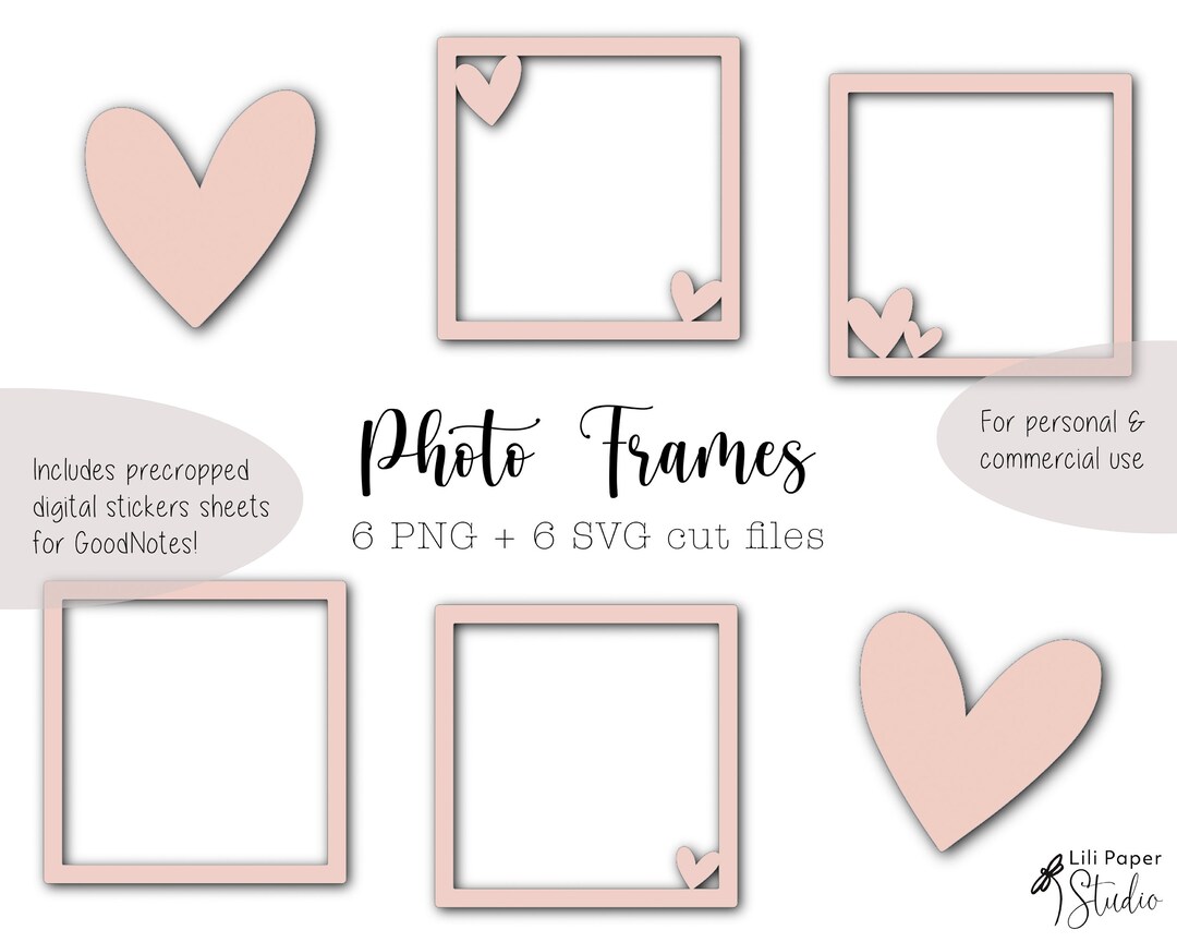Pink Digital Photo Frames & Heart Shapes 6 Transparent PNG - Etsy