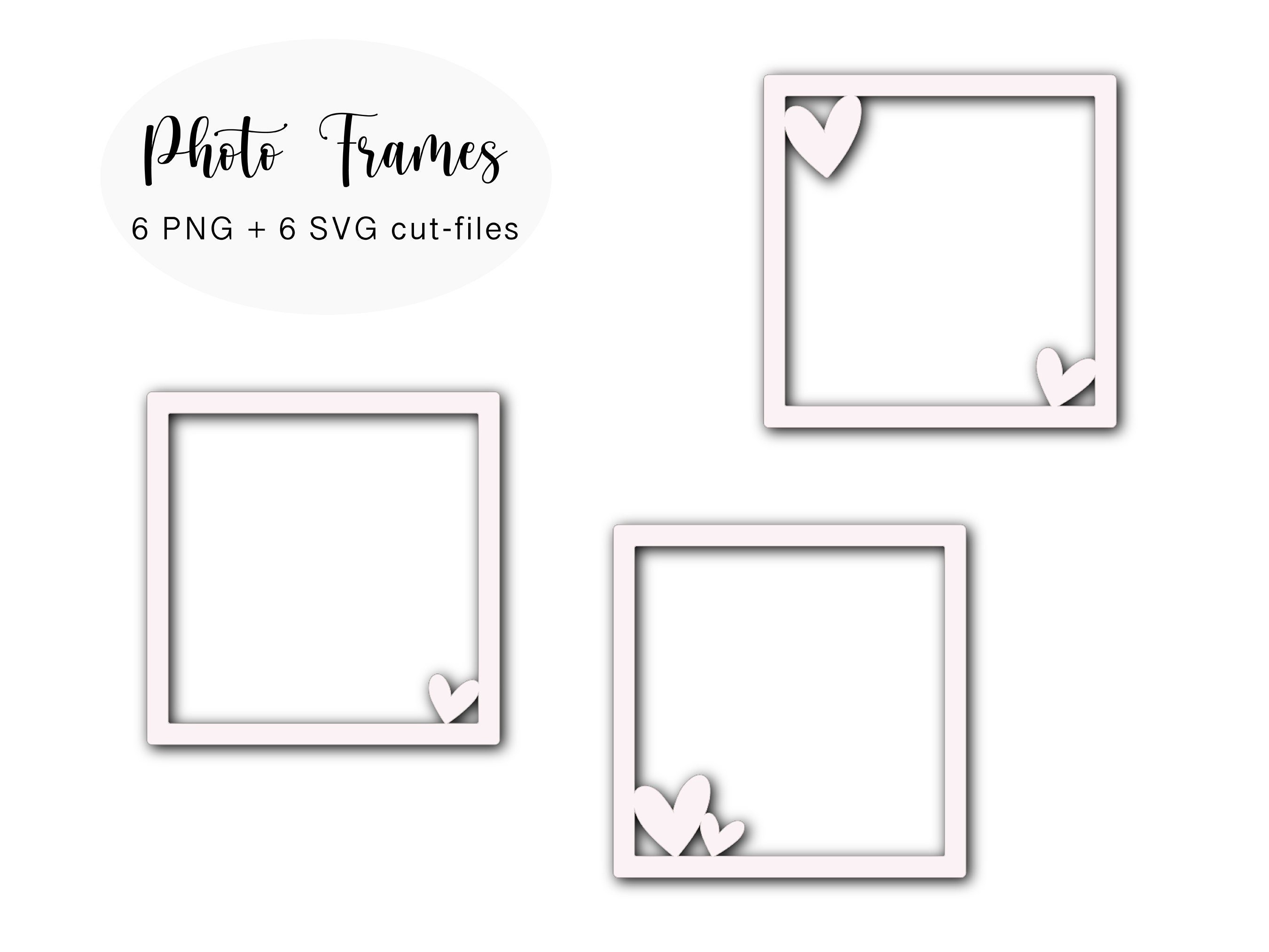 Pink Digital Photo Frames & Heart Shapes | 6 PNG Files + 6 SVG Cut ...