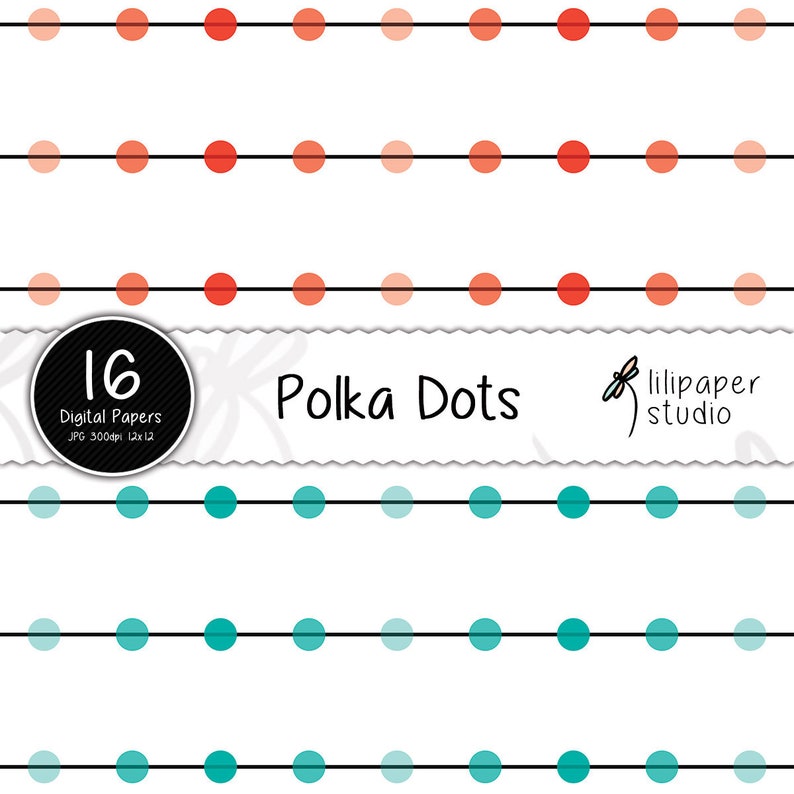 Polka Dot Strings Digital Papers Polka Dot Chains Scrapbook - Etsy