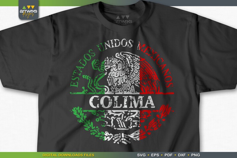 Distressed Escudo Nacional Aguila Mexicana Tricolor Colima Split ...