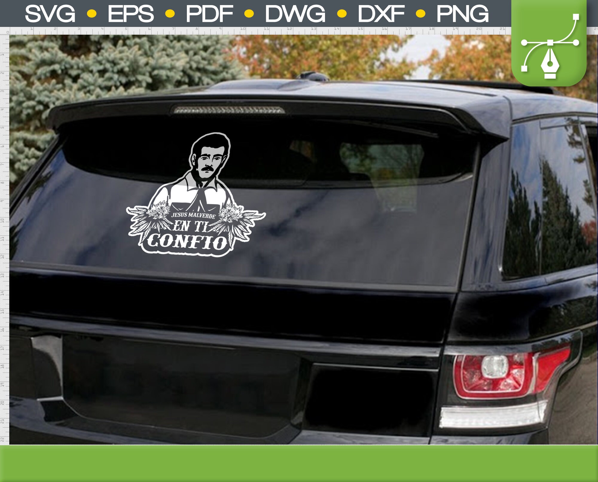 Jesus Malverde en ti confio rear window decal Car decal by | Etsy