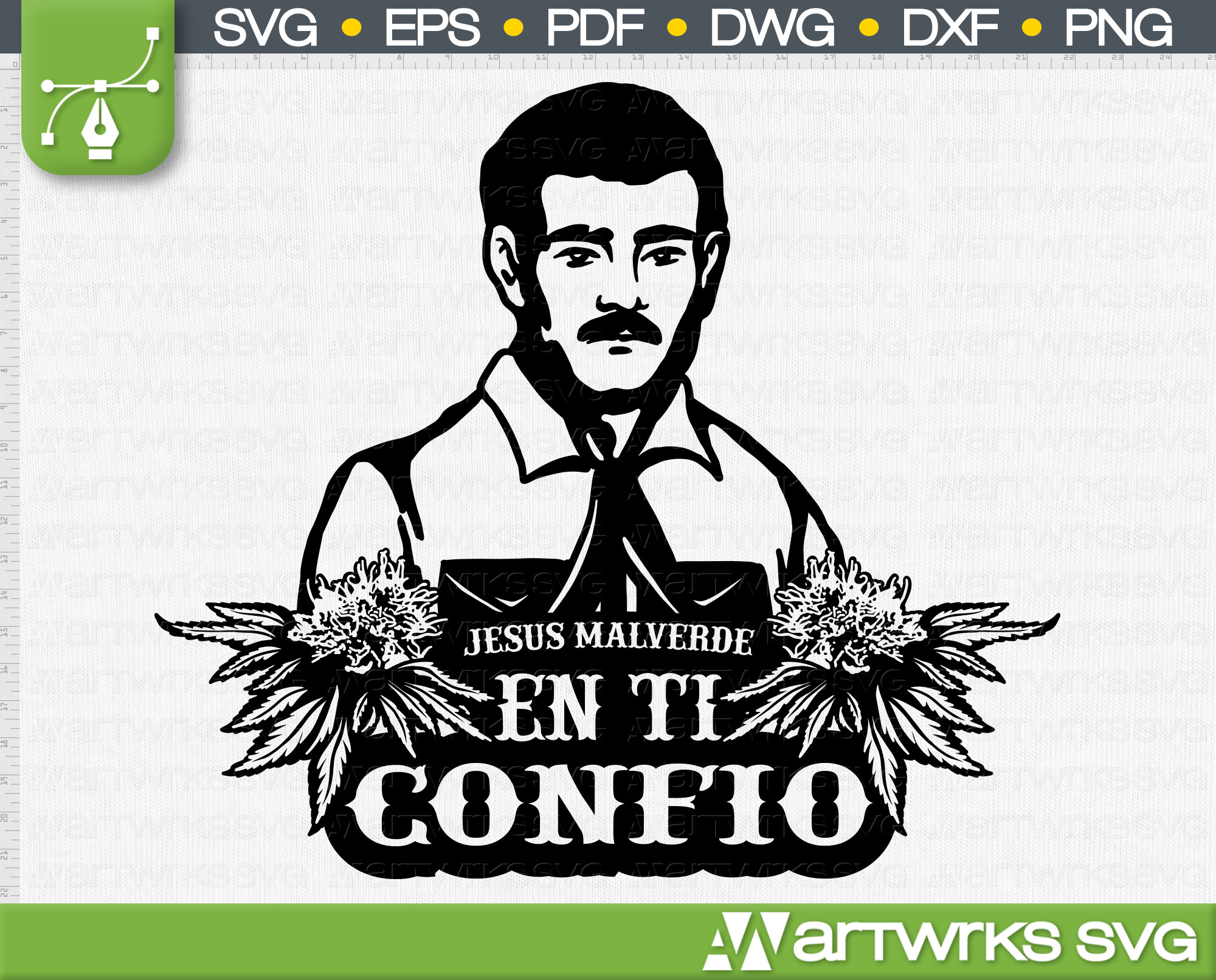 Jesus Malverde en ti confio rear window decal Car decal by | Etsy