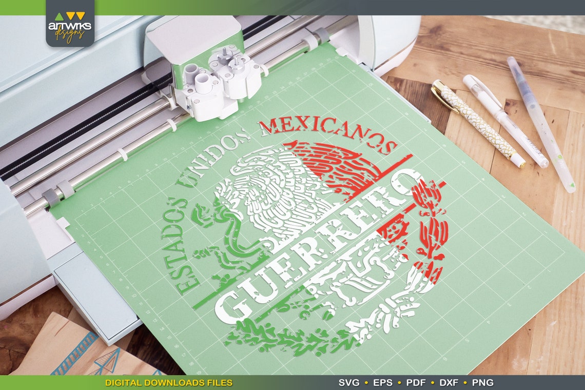 Distressed Escudo Nacional Estados Mexicanos Tricolor Guerrero Split ...