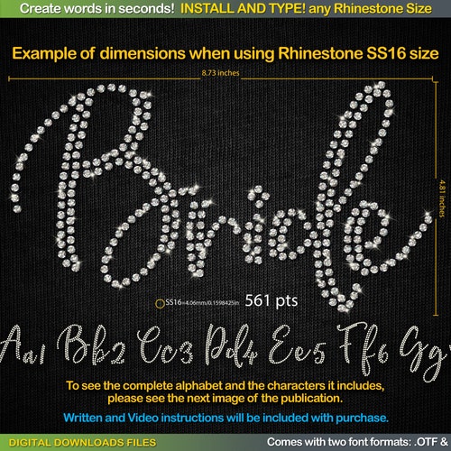 Bling Script Fonts Alphabet Rhinestone Letters Ttf for - Etsy