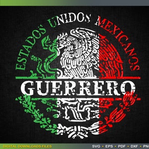 Distressed Escudo Nacional Estados Mexicanos Tricolor Guerrero Split ...