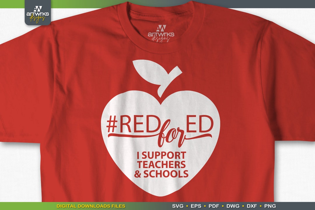 RED for ED | Protest Shirt Designs Heart Svg for Teacher Gifts | SVG ...
