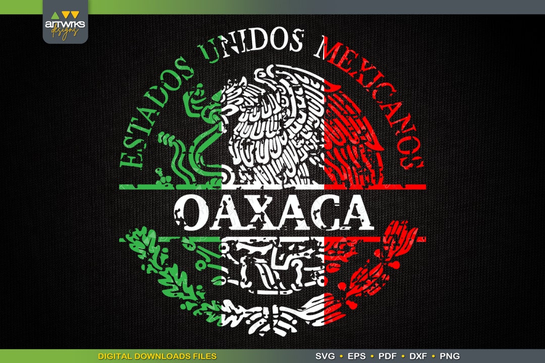 Distressed Escudo Nacional Aguila Mexicana Split Monogram SVG File ...