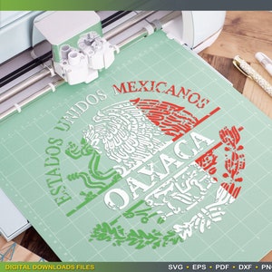 Distressed Escudo Nacional Aguila Mexicana Split Monogram SVG File ...
