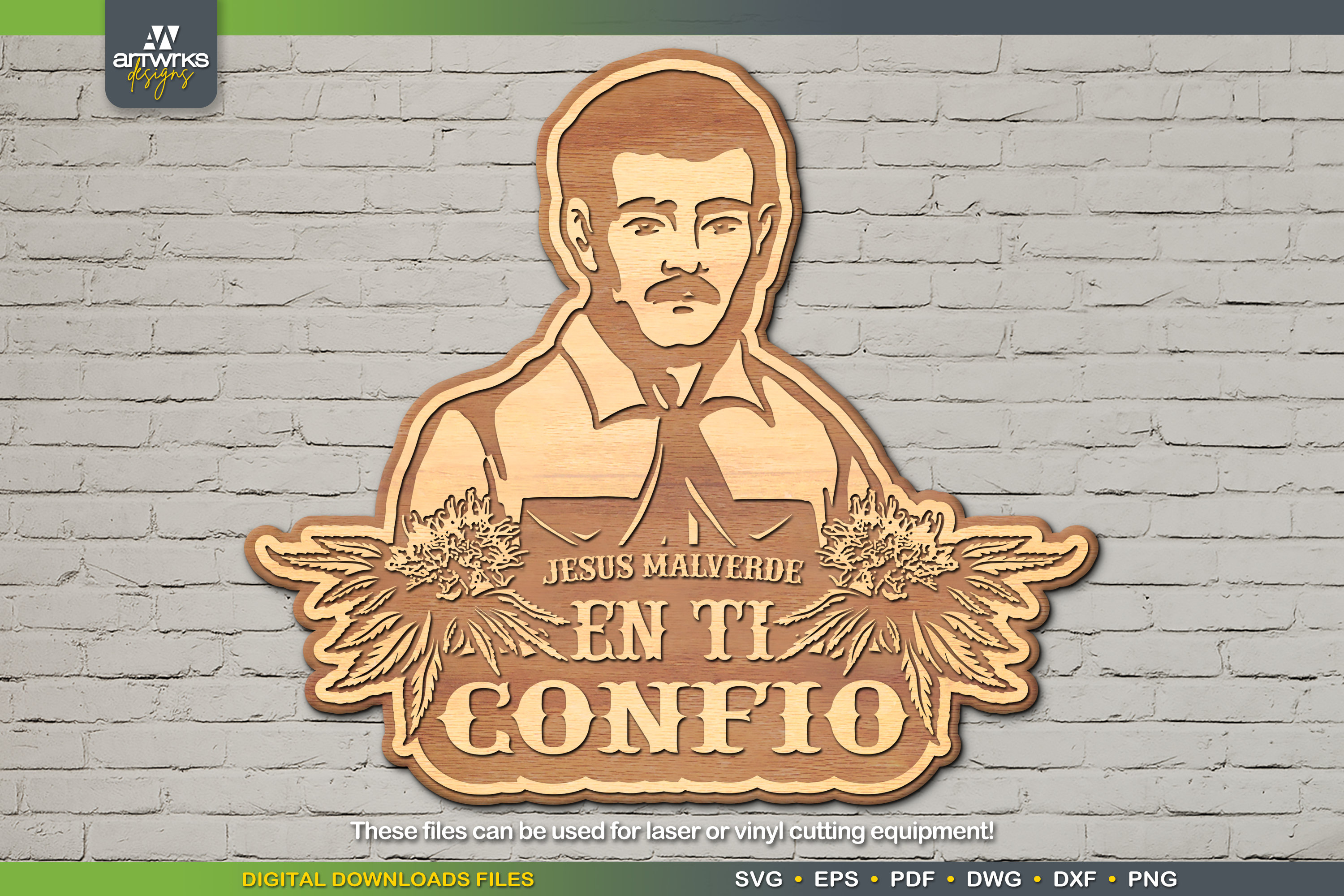 Jesus Malverde En Ti Confio Rear Window Decal SVG Files for | Etsy