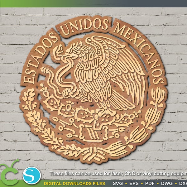 Escudo de mexico blanco y negro - Etsy México